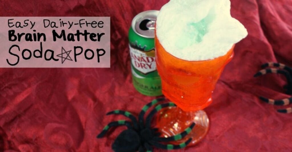 This eerie Halloween beverage features a fizzy concoction adorned with ...